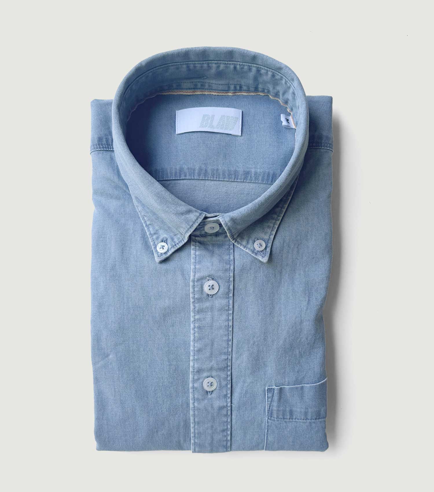Denim Stretch Button Down Shirt Blue – BLAW